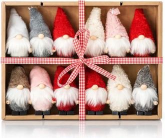 Com-Four Lot de 12 pendentifs P&egrave;re No&euml;l de qualit&eacute; sup&eacute;rieure pour le sapin de No&euml;l, charmantes figurines de sapin de No&euml;l comme d&eacute;coration darbre de No&euml;l ou p