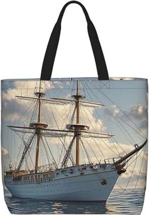 Generic Bateau Blanc Nautique Vintage Sac &Agrave; Bandouli&egrave;re L&eacute;ger Sacs Grand Sac Fourre Tout Pour Travail Shopping Quotidienne