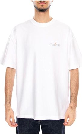 Carhartt Work in Progress Homme, Tops, Blanc, Taille: L S/S WIP Label T-Shirt