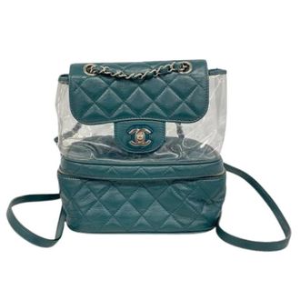 Chanel Sac &agrave; dos vintage Pre-owned - Femme - Pre-owned - Vert - Taille: ONE Size