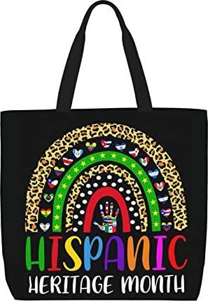 Generic Sac De Courses Mois National Du Patrimoine Hispanique Arc-En-Ciel Drapeaux De Tous Les Pays Sac &Agrave; Main D&eacute;contract&eacute; Lavables R&eacute;utilisable Sacs En Toile