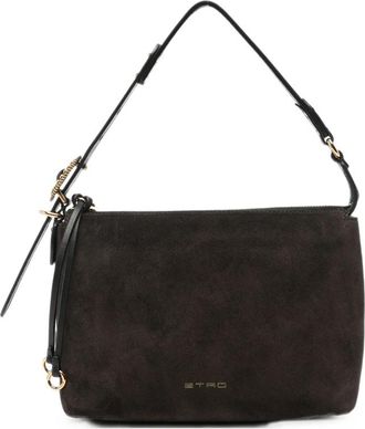 Etro Logo-plaque Suede Shoulder Bag