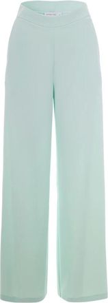 Patrizia Pepe Femme, Pantalons, Vert, Taille: 42 FR Cr&ecirc;pe Sabl&eacute; Wide Pantalons