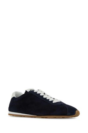Miu Miu Womens Navy Blue Suede Plume Sneakers Bleu