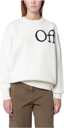 Off-white Femme, Pulls, Blanc, Taille: 38 FR Pull Blanc Col Rond Style