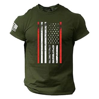 Generic T-shirt d&eacute;t&eacute; pour homme - Logo du drapeau am&eacute;ricain - T-shirt d&eacute;contract&eacute; &agrave; manches courtes - T-shirt classique d&eacute;contract&eacute; pour homme, Vert-1, XXL