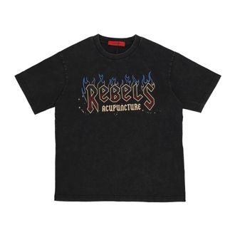 Acupuncture Rebels Tee Schwarzes Kurzarmshirt - - Tops - Herren - Schwarzk - XL