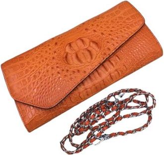 Generic Sac cabas pour femme, cr&eacute;ateur de mode, en cuir dalligator v&eacute;ritable, &agrave; rabat et cha&icirc;ne, style crocodile, port&eacute; &eacute;paule