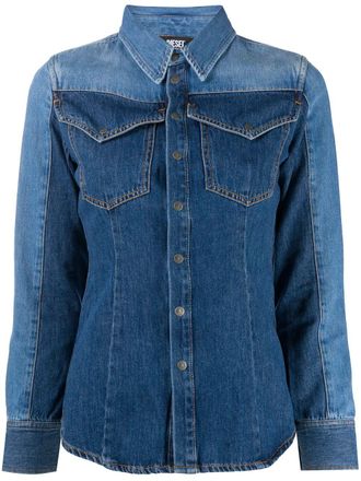 Diesel chemise colour block en jean - Bleu