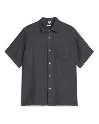 Arket Kurzarmhemd Aus Leinen -Grau