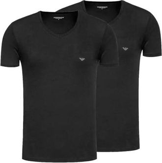 Emporio Armani Core Logoband 2-Pack Lot de 2 t-Shirts &agrave; col en V, Noir/Noir, M Homme