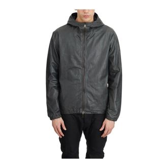 Giorgio Brato Femme, Vestes, Gris, Taille: 46 FR Veste à capuche en cuir