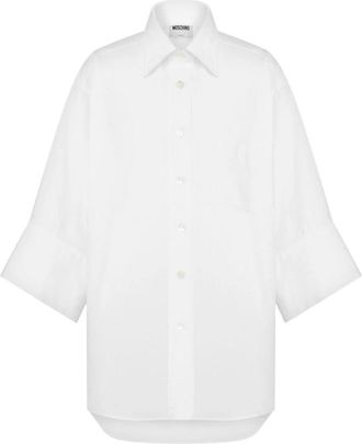 Moschino Femme, Blouses et Chemises, Blanc, Taille: 38 FR Haut Blanc en Coton avec Poignets larges