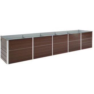 vidaXL Vidaxl - Lit sur&eacute;lev&eacute; de jardin Acier galvanis&eacute; 400x80x45 cm Marron