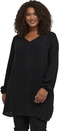Kaffe Curve Womens Plus Size Tunic Shirt V-Neck Long Sleeves Longline Blouse, Black Deep, 52
