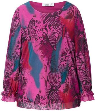 Miamoda Druckbluse Bluse Mesh mit Alloverdruck weiter Langarm