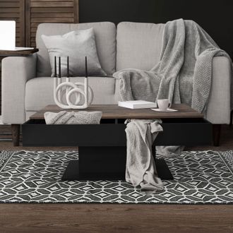 ML Design ML-Design Couchtisch mit 2 Stauf&auml;chern unter Schiebeplatte, Holz-Optik/Schwarz, 110x60x40 cm, Wohnzimmertisch mit 2 Staur&auml;ume, Beistelltisch mit Truhe