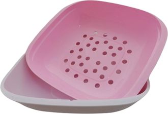 Tupperware Allegra Servierschale Siebservierer 1,33 L rosa hellgrau mit Sieb Auffangschale