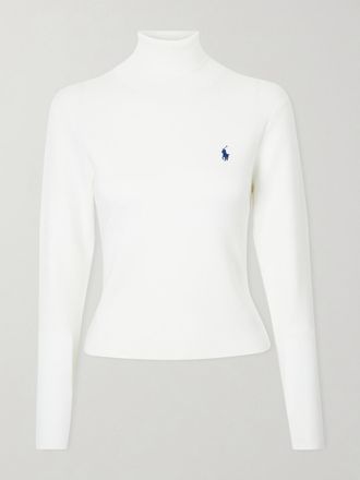 Polo Ralph Lauren Pullover Aus Einer Baumwollmischung Mit Stehkragen Und Stickerei - Wei&szlig;