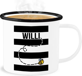 Shirtracer Emaille Becher Blechbecher - Karneval & Fasching - Tassen - Bienen Kostüm Willi I Hummel - 300 ml - Weiß Schwarz - fasching- bee tasse carnevale biene