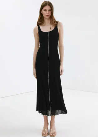 Mango Robe midi avec d&eacute;tail de coutures noir - Femme - XXS - MANGO