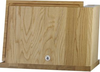 WMF Magnet-Messerblock ohne Messer, Messerblock unbeestückt, Messerblock magnetisch mit Schneidebrett, unbestückt, Eichenholz, leer, für 6 Messer, 1 Wetzs