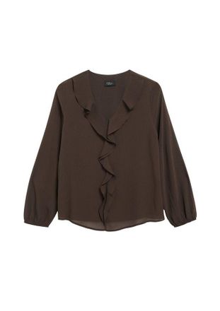 s.Oliver Langarmbluse Bluse Cr&ecirc;pe-Bluse mit Volants