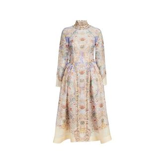 Zimmermann Robe longue &agrave; festons Rebellion en lin et soie