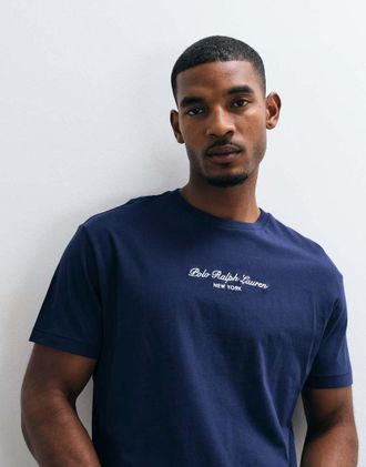 Polo Ralph Lauren t-shirt imprim&eacute; script NY bleu marine