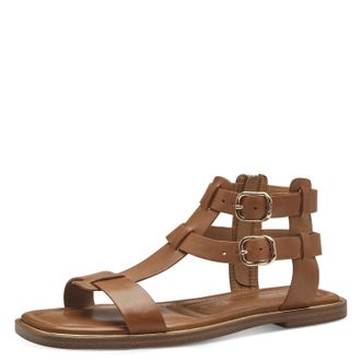 Tamaris Damen Sandalen Leder Blockabsatz Sommer; COGNAC/braun; 36 EU