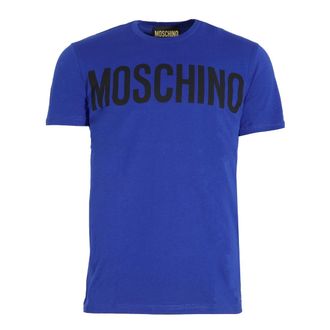 Moschino Blaues T-shirt Mit Auff&auml;lligem Moschino-logo