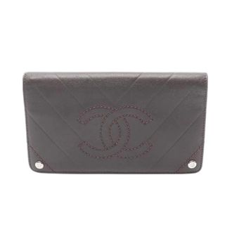 Chanel Pre-owned Chevron V Stitch Leder Lange Bifold Geldb&ouml;rse - - Pre-owned - Damen - Braun - ONE SIZE