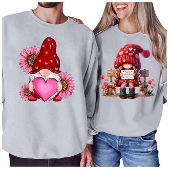 Generic Pull &agrave; capuche imprim&eacute; mode dessin anim&eacute; pour couples de Saint-Valentin 2026 (femme), gris, XXL