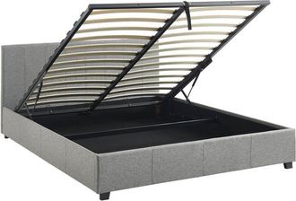 Sweeek Sweeek - Boxbett mit Lattenrost und Kopfteil, 160 x 200cm, Stoffbezug