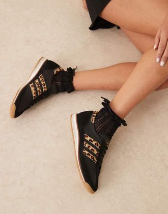 adidas Originals SL 72 OG - Baskets - Noir/imprimé léopard