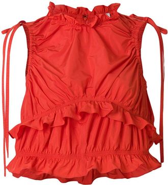 Kenzo blouse volant&eacute;e crop - Rouge