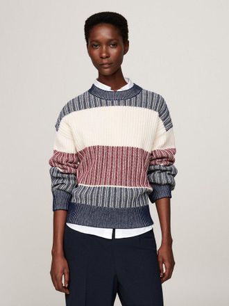 Tommy Hilfiger Strickpullover GLOBAL STP ALL OVER SWEATER (Global Serie TH WOMEN) mit Tommy Hilfiger Global Stripe