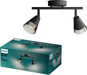 Philips Cleft LED 2er Spotleuchte, GU10 Lampe nicht enthalten, Schwarz, IP20