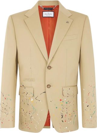 Philipp Plein Homme, Vestes, Beige, Taille: XS Blazer Paint-Splash
