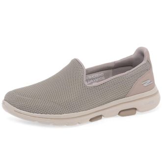 Skechers Damen Go Walk 5 Sneakers, Taupe Textile Trim, 38.5 EU