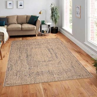 Paco Home Tapis Exterieur Terrasse Salon Cuisine Lavable en Machine Motif Boho Uni, Dimension:240x340 cm, Couleur:Beige 4