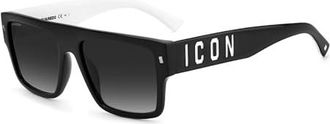 Dsquared2 Dsquared Icon 0003/s 80S/9O BLACK WHITE Sunglasses Men Acetate, Standard, 56