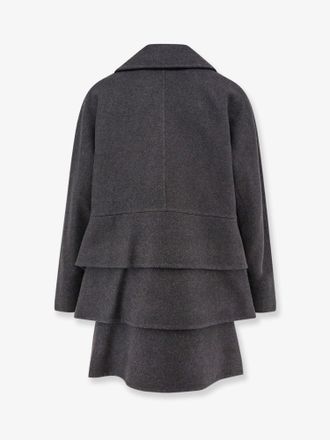 Max Mara Womens Coat Asturie Oversized Grey Wool-Cashmere Virgin Wool
