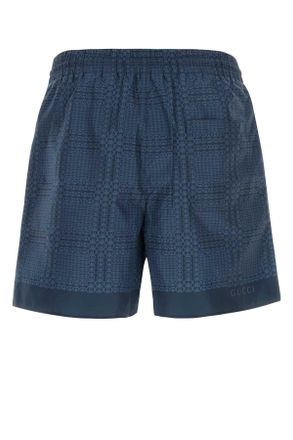 Gucci Mens Printed Polyester Swimming Shorts Blunavybluroyal Costumi Da Bagno