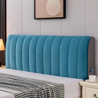 Generic Vollst&auml;ndig gepolsterter Stretch-Kopfteilbezug mit R&uuml;ckenlehne, geeignet for alle Kopfteiltypen(Blue,180cm/70.8inches)