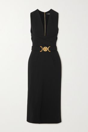 Versace Midikleid Aus Cr&ecirc;pe Mit G&uuml;rtel - Schwarz