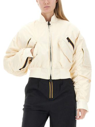 K-Way Cropped Recycled Polyamide Jacket - Beige