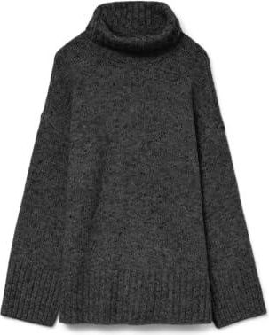 Vero Moda Vero Moda Vmingrid Ls Roll Neck Pullover Noos Pull &agrave; col roul&eacute;, Gris fonc&eacute; m&eacute;lang&eacute;, XS Femme