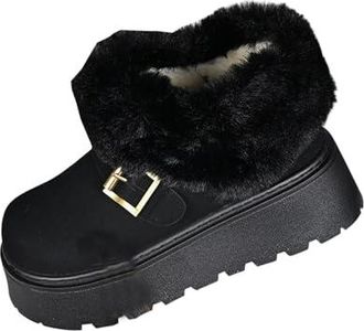 Generic Bottes dhiver d&eacute;contract&eacute;es &agrave; enfiler pour femme - &Eacute;l&eacute;gantes - Couleur unie - Bout rond - Semelle &eacute;paisse - Antid&eacute;rapantes - Confortables - Floues cla