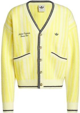 adidas Cardigan &agrave; rayures en coton et laine m&eacute;lang&eacute;s